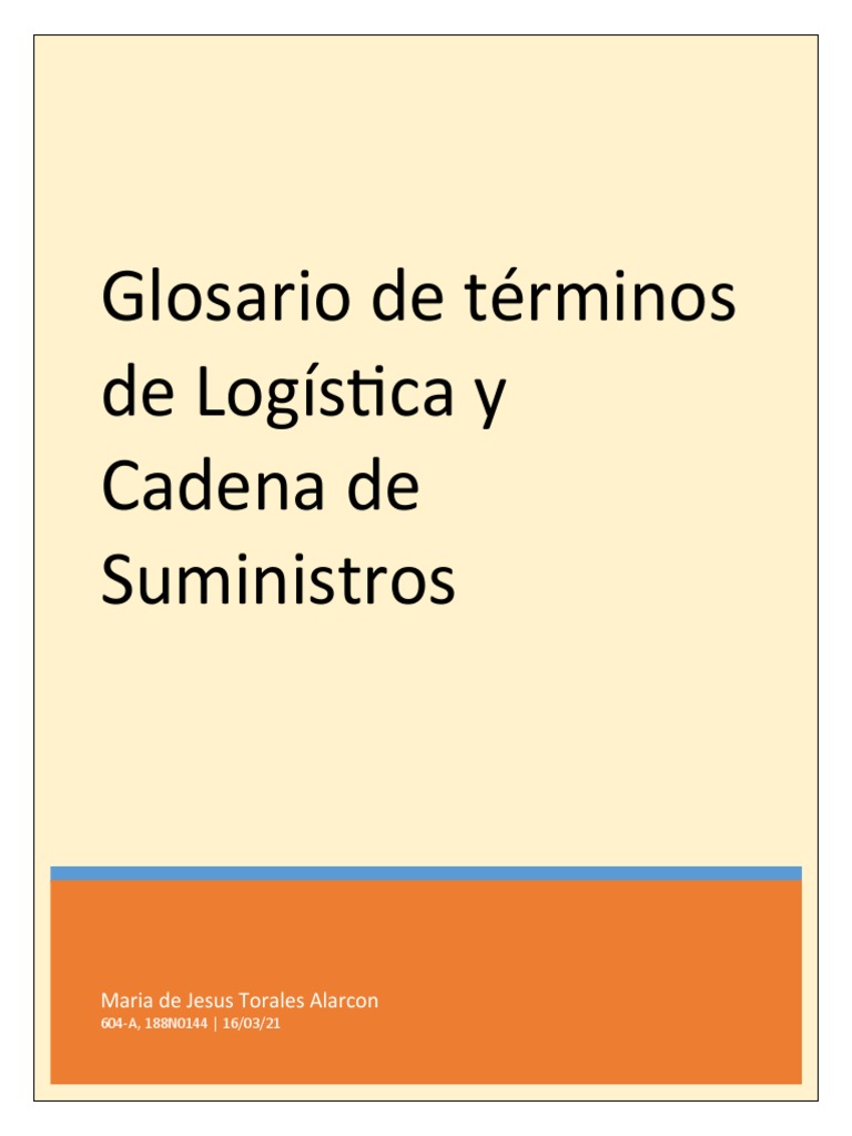 Glosario de Términos de Logística y Cadena de Suministros | PDF ...