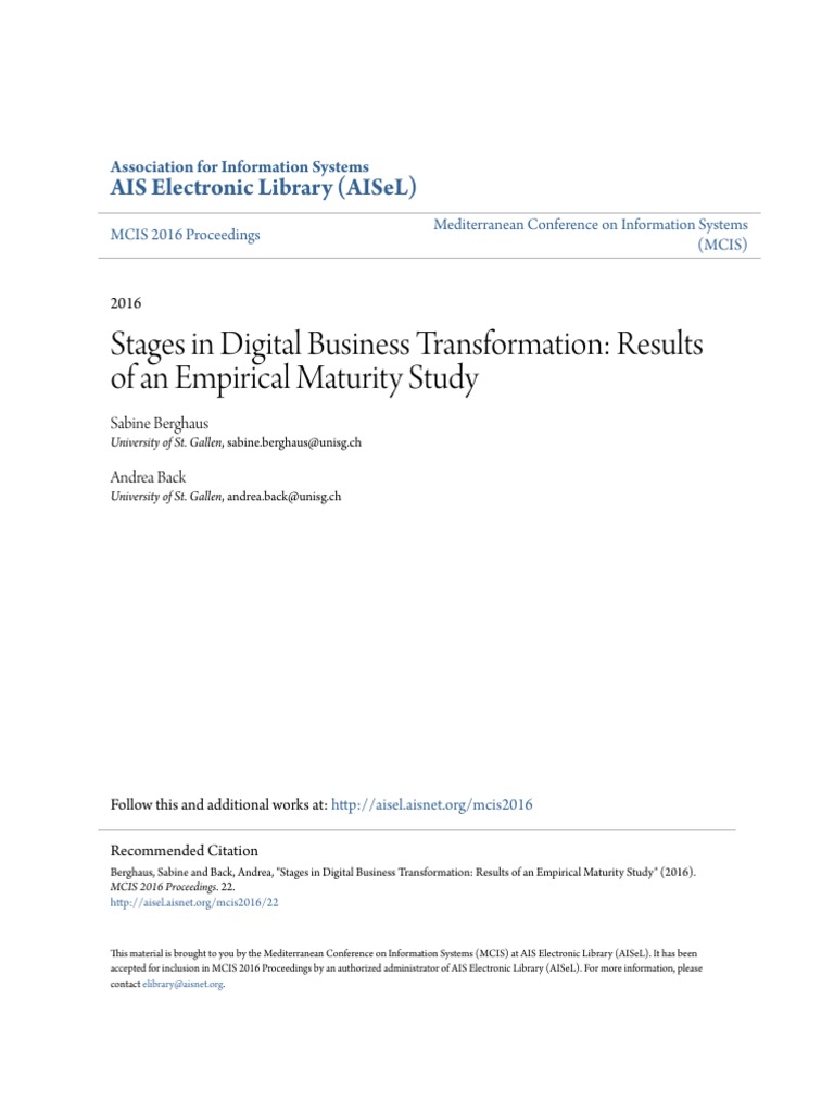 Stages in Digital Business Transformation | PDF | Innovation ...