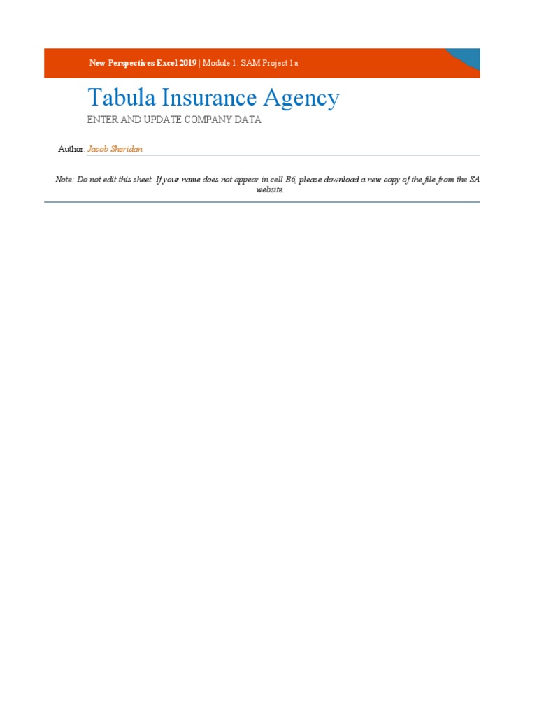Tabula Insurance Agency: Enter and Update Company Data | PDF