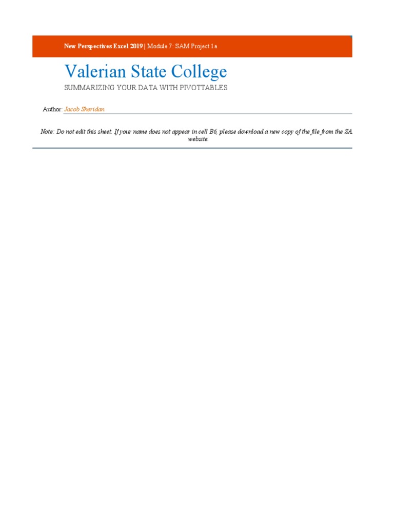 Valerian State College: Summarizing Your Data With Pivottables | PDF ...
