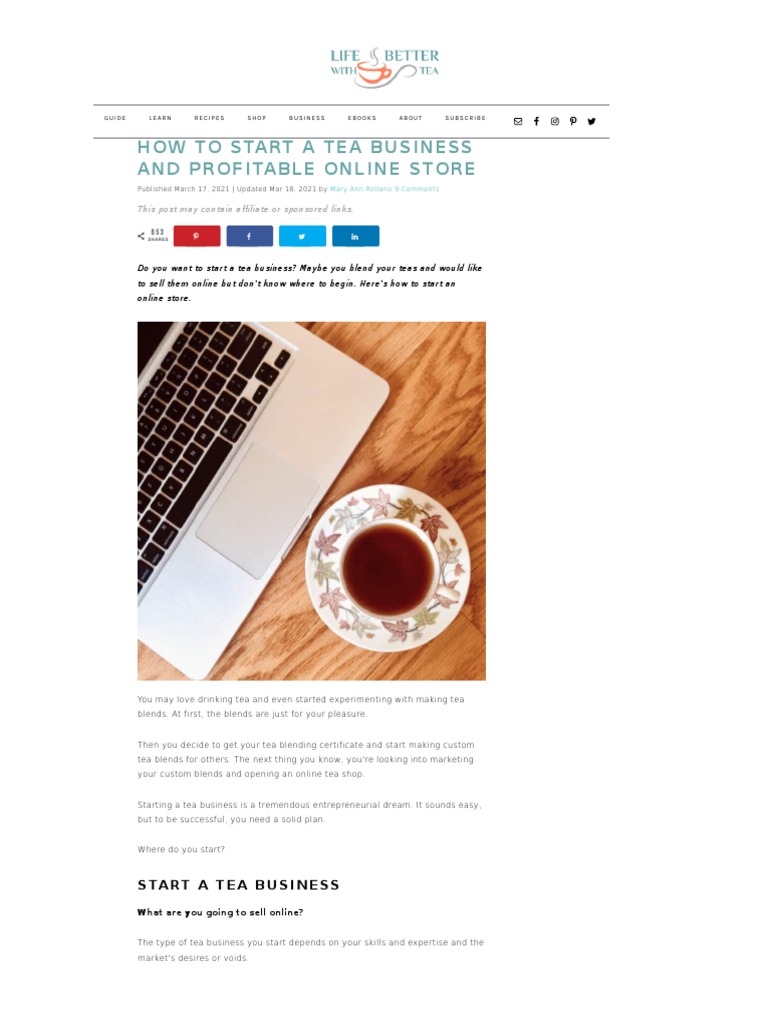 How To Start A Tea Business and Profitable Online Store | PDF | Blog | Tea