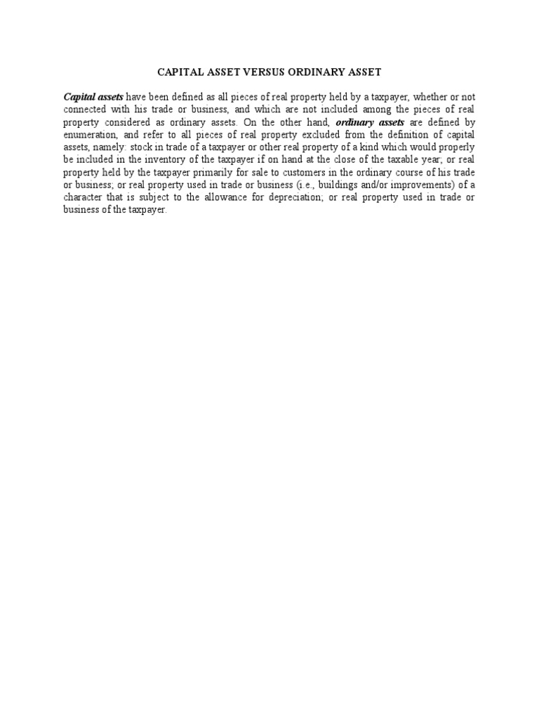 Ordinary vs Capital Assets Explained | PDF | Business | Law