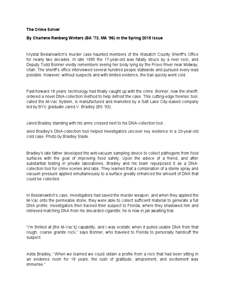 The Crime Solver | PDF | Dna Profiling | Forensic Science