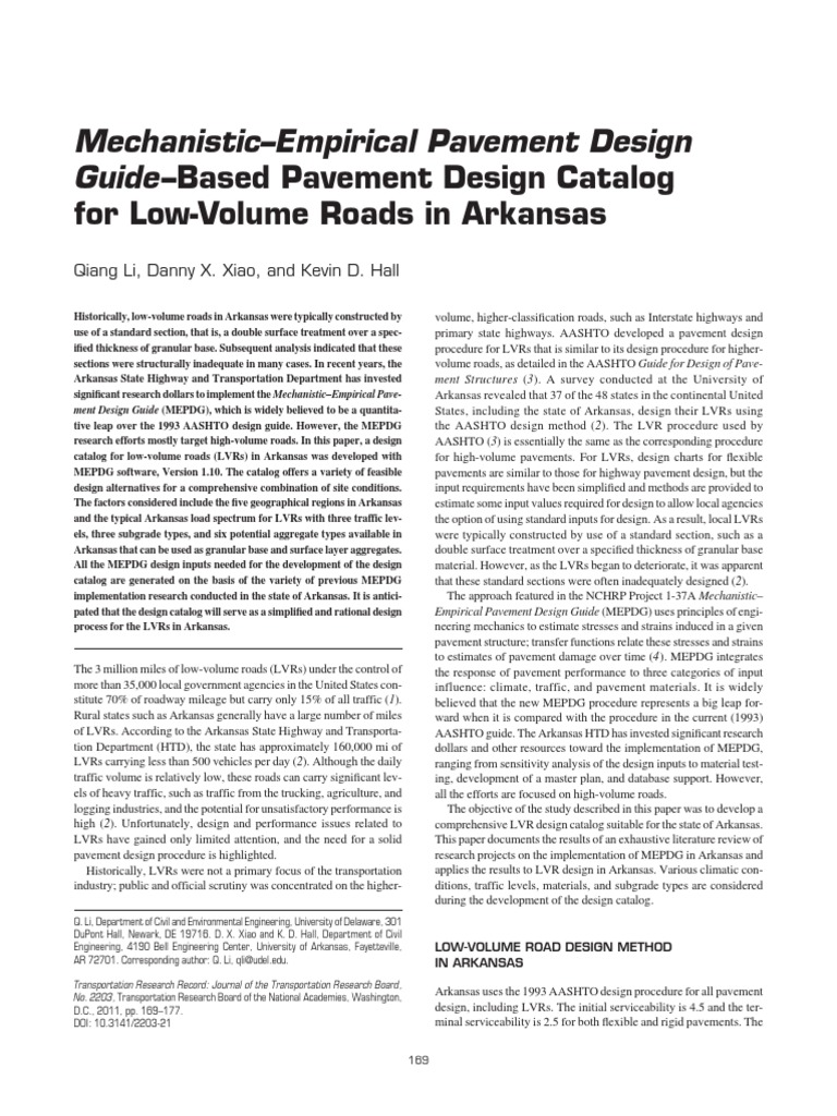 Mechanistic-Empirical Pavement Design Guide - Based Pavement Design ...