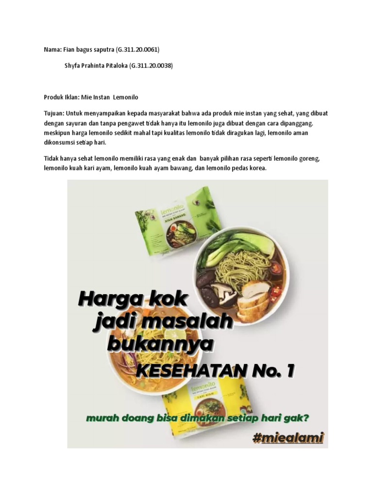 Iklan Lemonilo | PDF