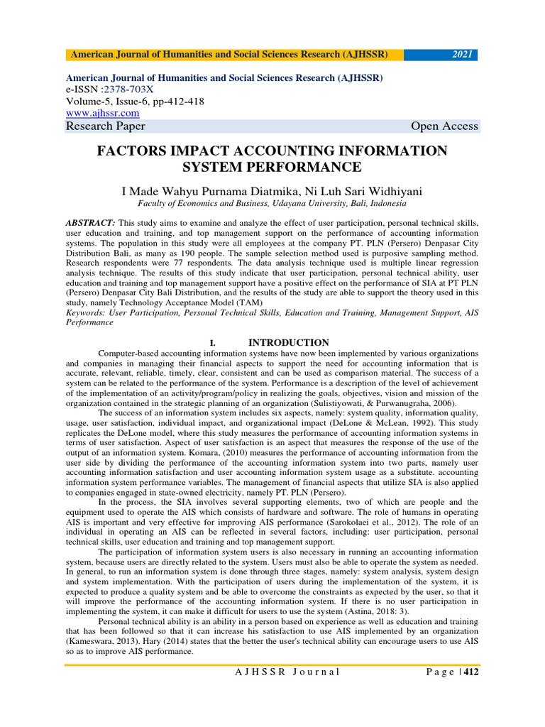 Factors Impact Accounting Information System Performance | Download ...