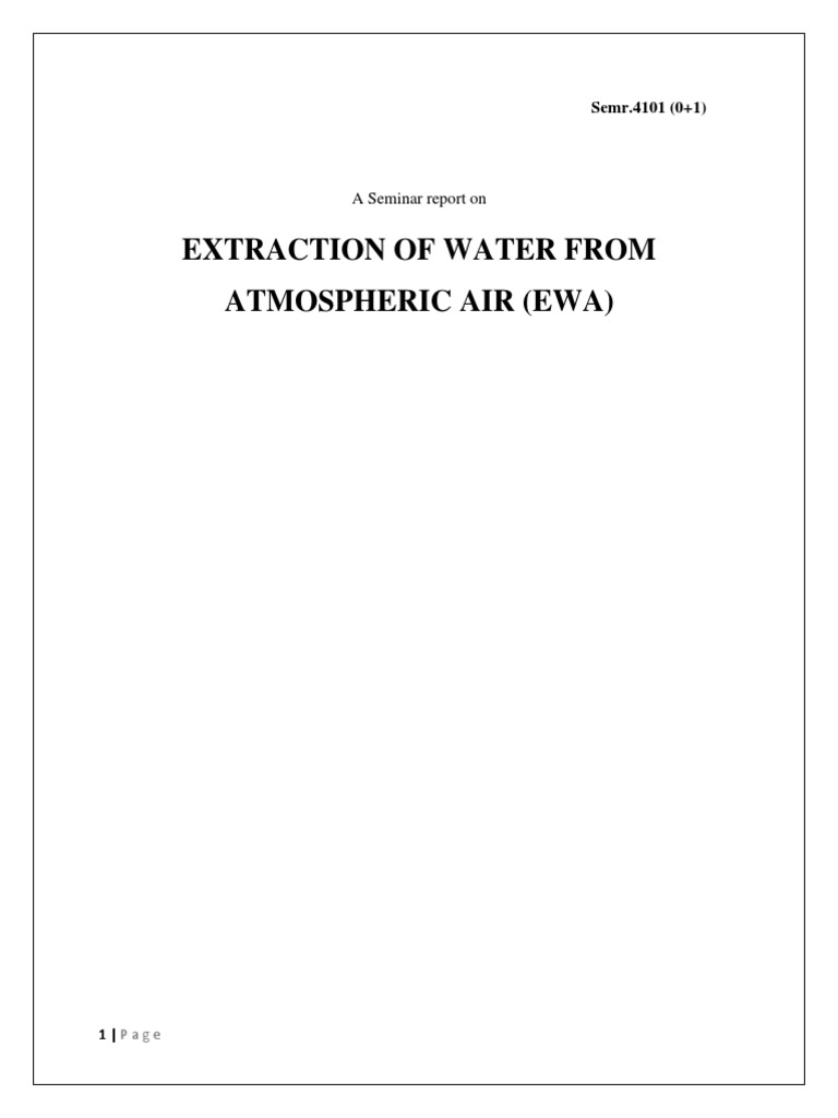 Extraction of Water From Atmospheric Air | PDF | Water | Nature