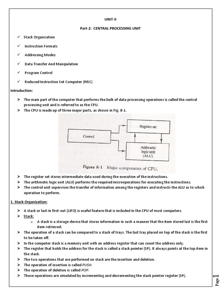 COA Unit-II Part-2 | PDF | Central Processing Unit | Subroutine