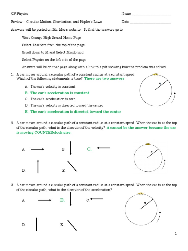 Circular Motion and Gravitation Review | PDF | Acceleration | Gravity
