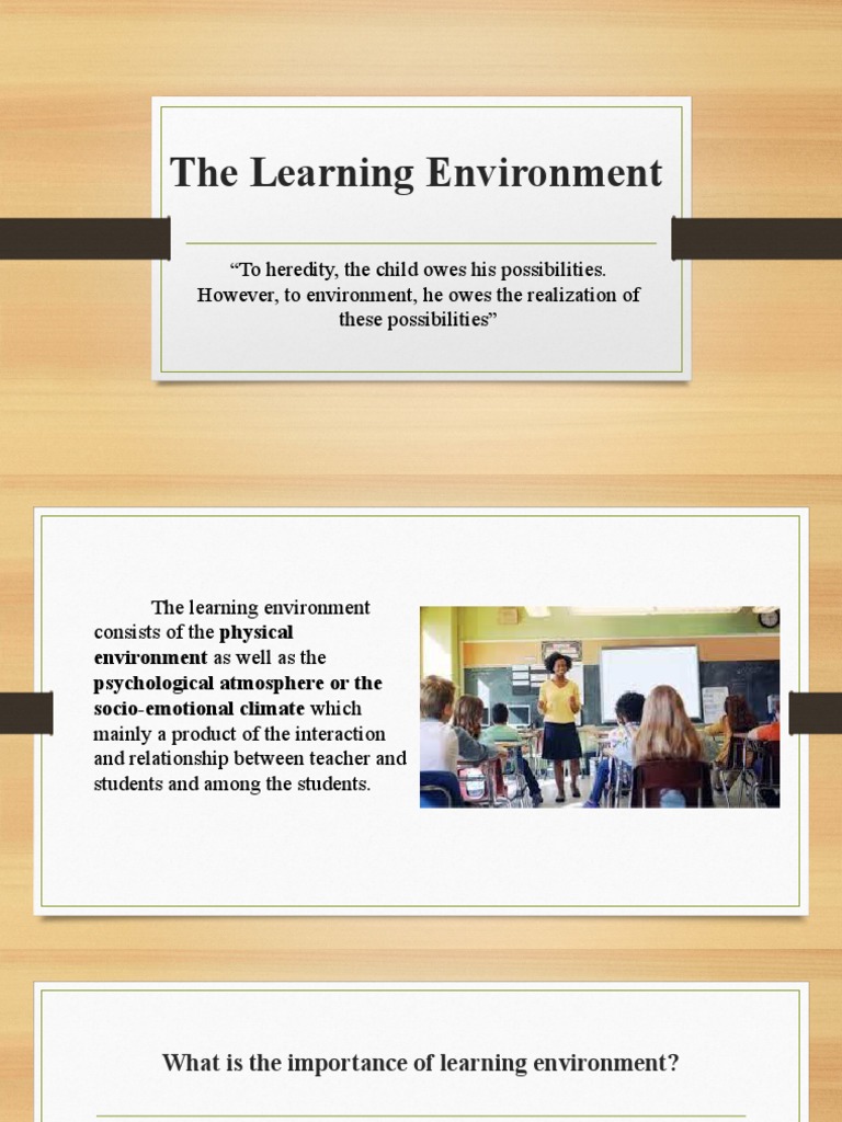 The Learning Environment | PDF | Classroom | Educational Technology