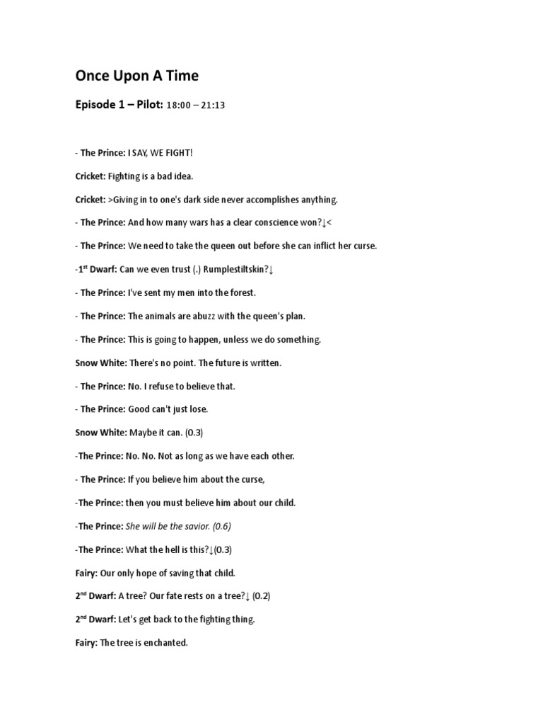 Once Upon A Time: Pilot Transcript | PDF | Once Upon A Time (TV Series ...