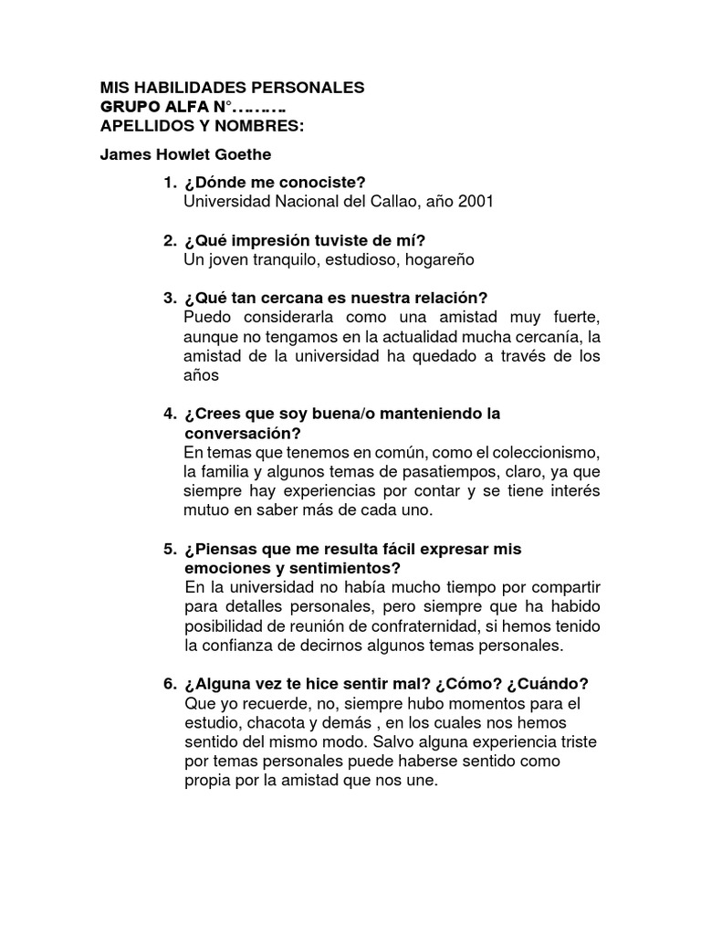 Habilidades Personales de James Howlet | PDF | Science | Ciencia y ...