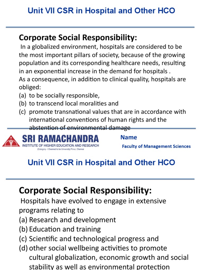 Unit VII CSR in Hospitals | PDF | Abbott Laboratories | Corporate ...