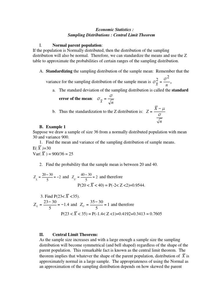 Am3 Central Limit Theorem Examples | PDF | Mean | Variance
