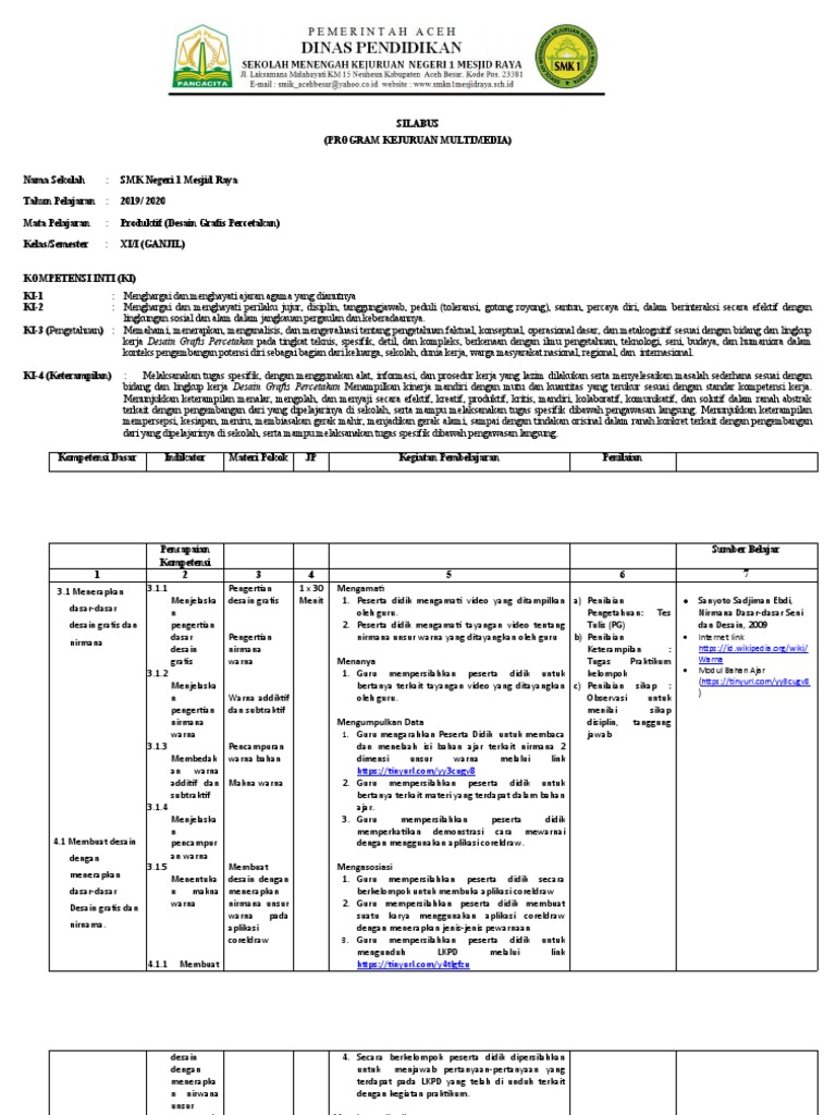 SILABUS Desain Grafis Percetakan | PDF