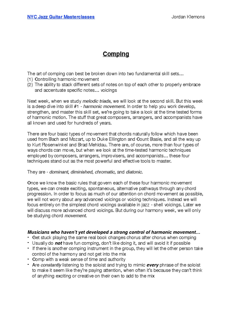 Comping | PDF | Chord (Music) | Harmony