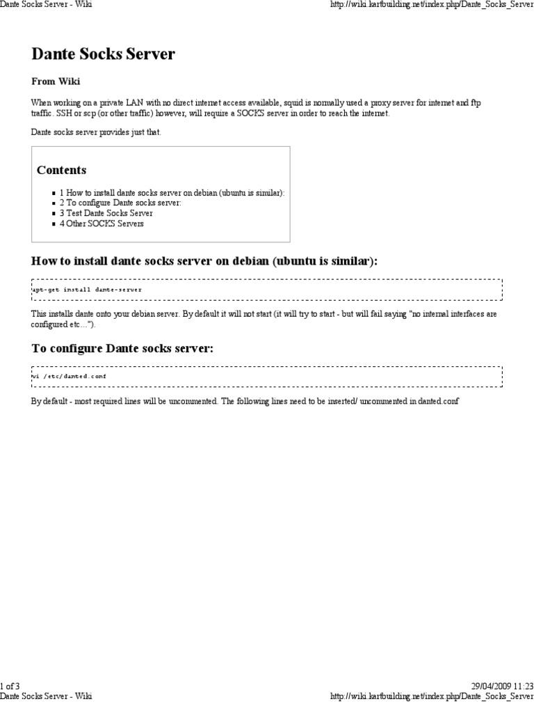 Dante SOCKS Server Setup Guide | PDF | Information Technology ...