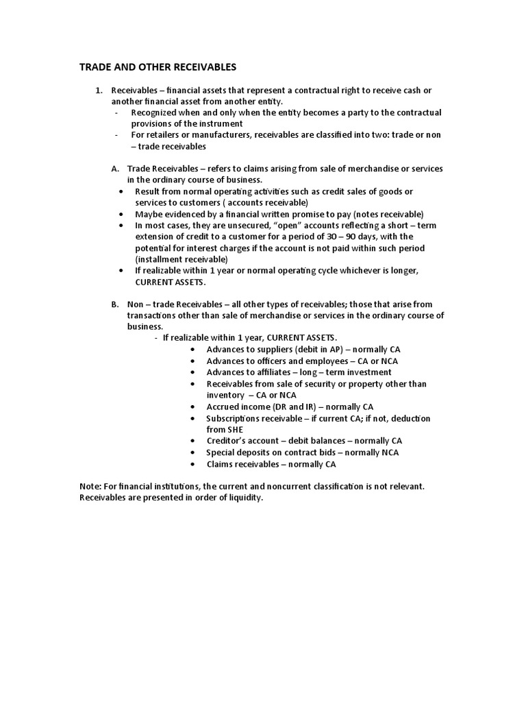 Trade and Non-Trade Receivables Guide | PDF