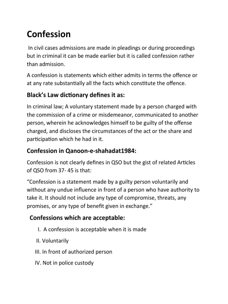 Confession A Detailed Discussion | PDF | Confession (Law) | Arrest