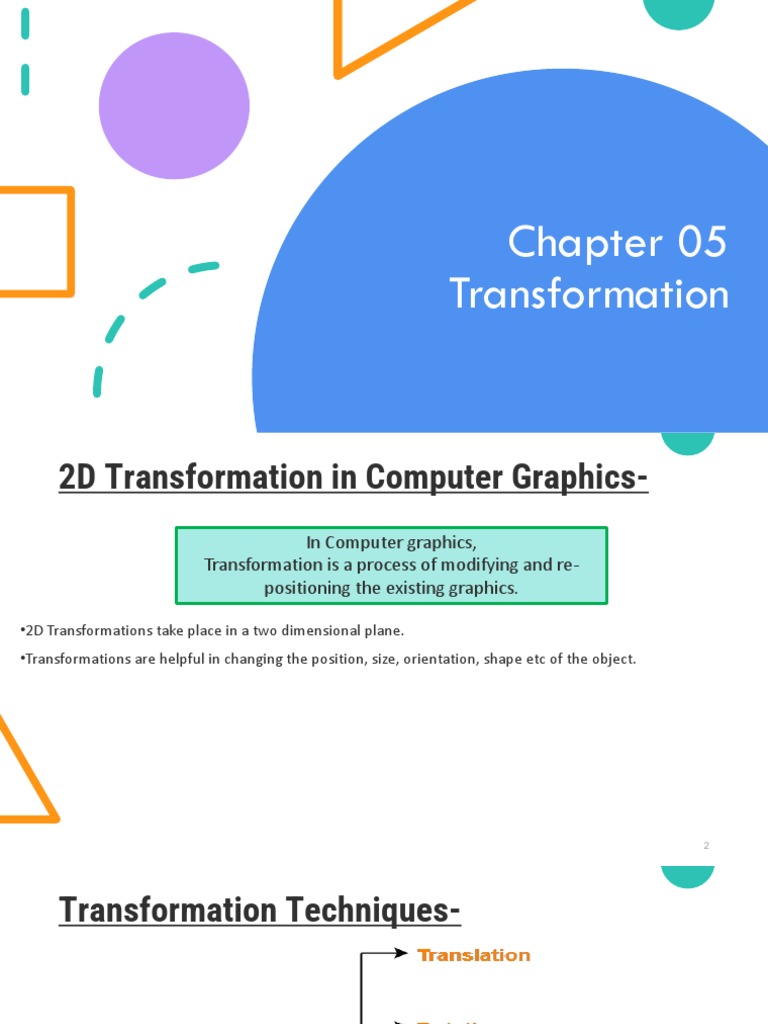 05 Transformation Pdf 2 D Computer Graphics Cartesian Coordinate System