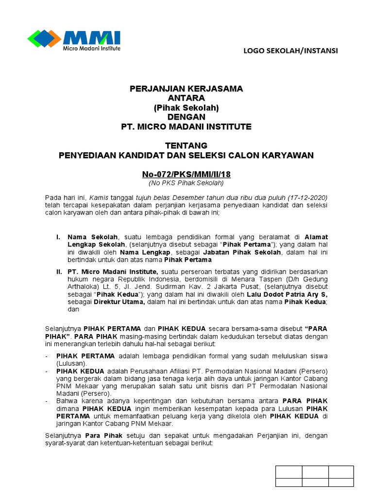 Template PKS NEW - 16 DES 2020 | PDF