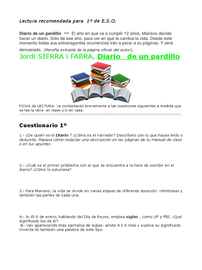 Un viaje a través de la vida de un preadolescente: Resumen y cuestionario sobre el Diario de un ...