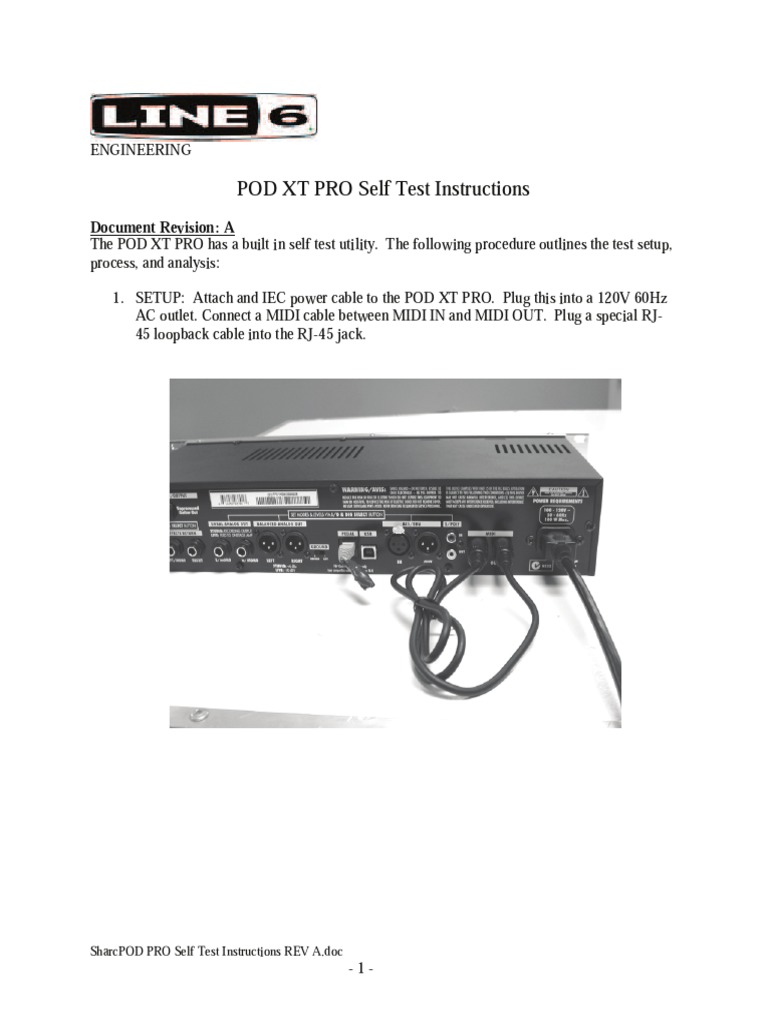 POD XT PRO Self Test Instructions: Document Revision: A | PDF ...
