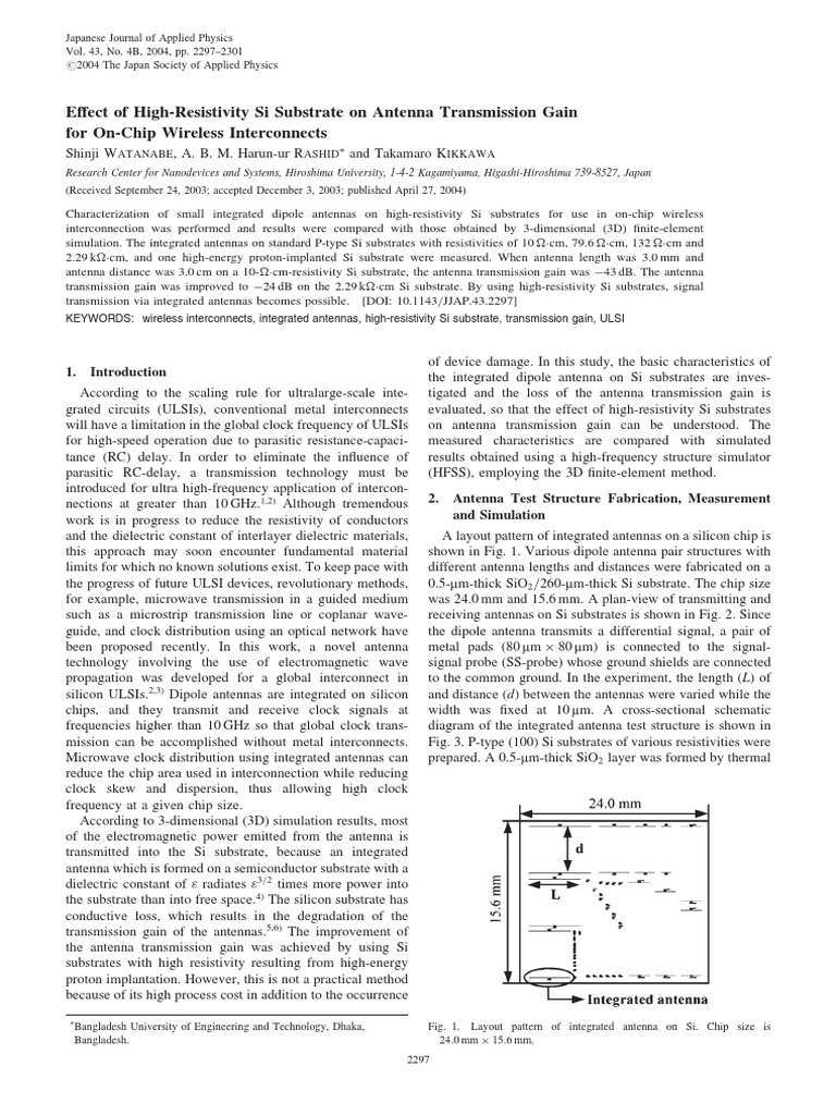 JJAP Watanabe 2004 | PDF | Antenna (Radio) | Semiconductor Device ...