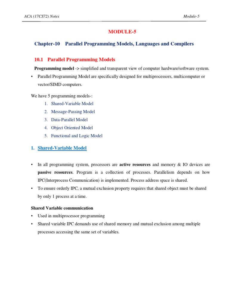Chapter-10 Parallel Programming Models, Languages and Compilers | PDF ...