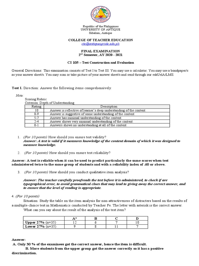 College of Teacher Education: Cte@antiquespride - Edu.ph | PDF | Test ...