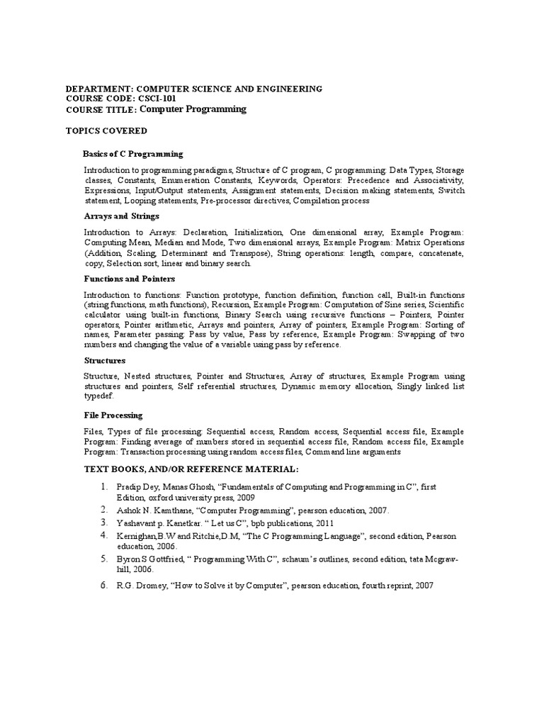 Syllabus Pdf Pointer Computer Programming Subroutine 0264
