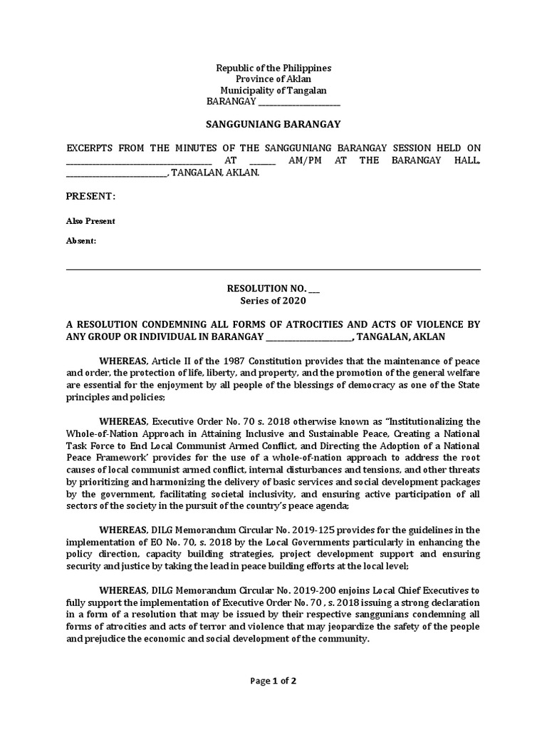 Sangguniang Barangay: Also Present Absent | PDF | Peace | Justice