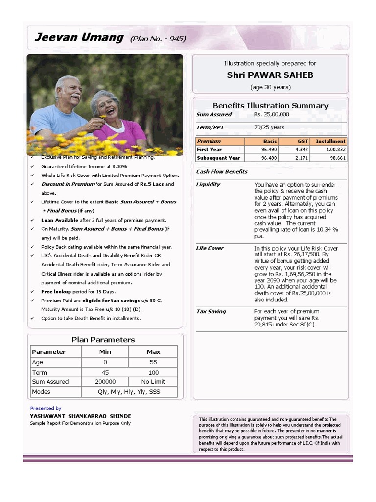 Jeevan Umang: Benefits Illustration Summary | PDF | Insurance ...