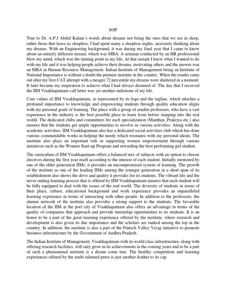 Sample SOP | PDF | Behavior Modification | Human Nature