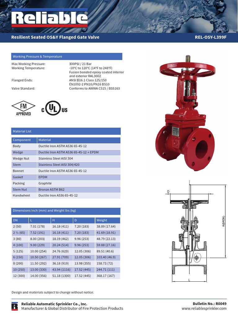 Reliable OSY Flanged Gate Valve | PDF | Valve | Mechanical Engineering