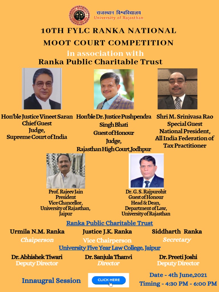 INVITATION - 10TH Ranka Moot Court Competition | PDF