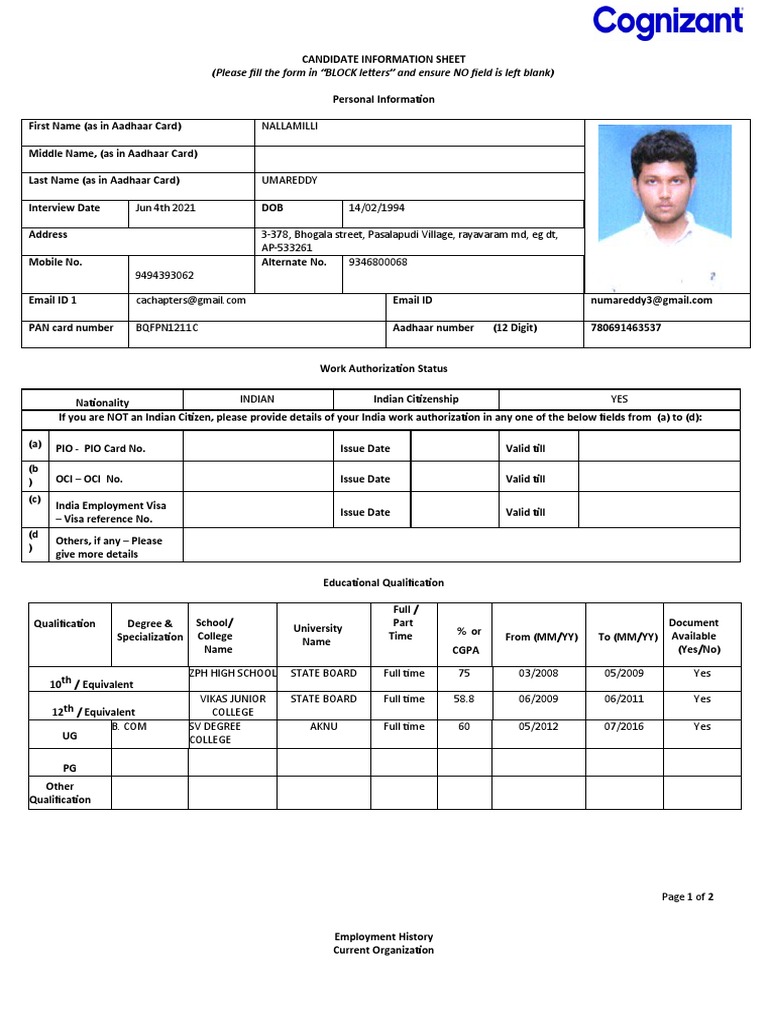 Please Fill The Form in "BLOCK Letters" and Ensure NO Field Is Left ...