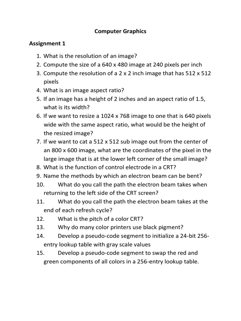 Assignment 1 Computer Graphics Pdf Computer Graphics Graphics 