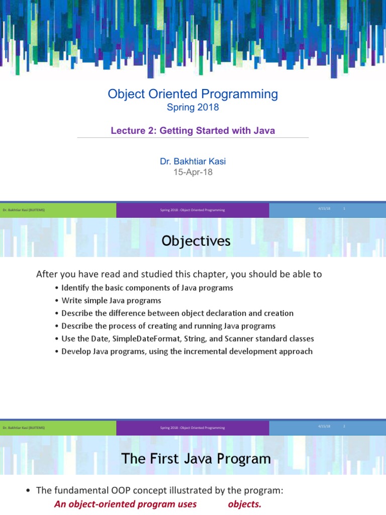 Object Oriented Programming: Lecture 2: Getting Started With Java | PDF | String (Computer ...