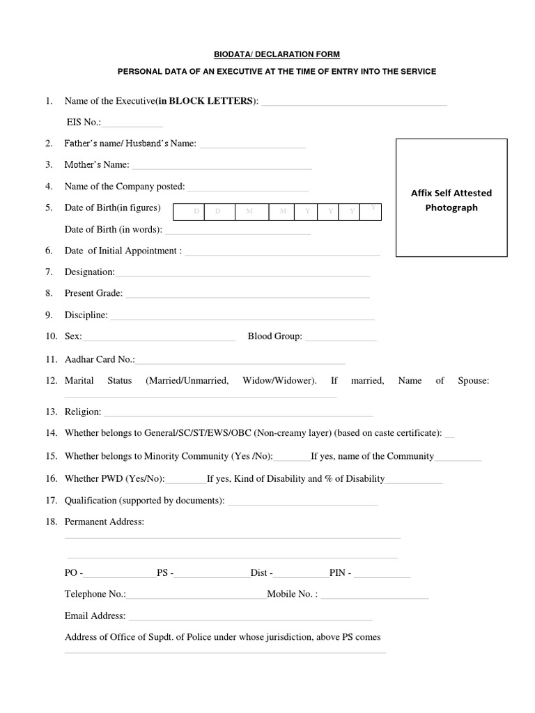 Affix Self Attested Photograph Pdf Marriage Government