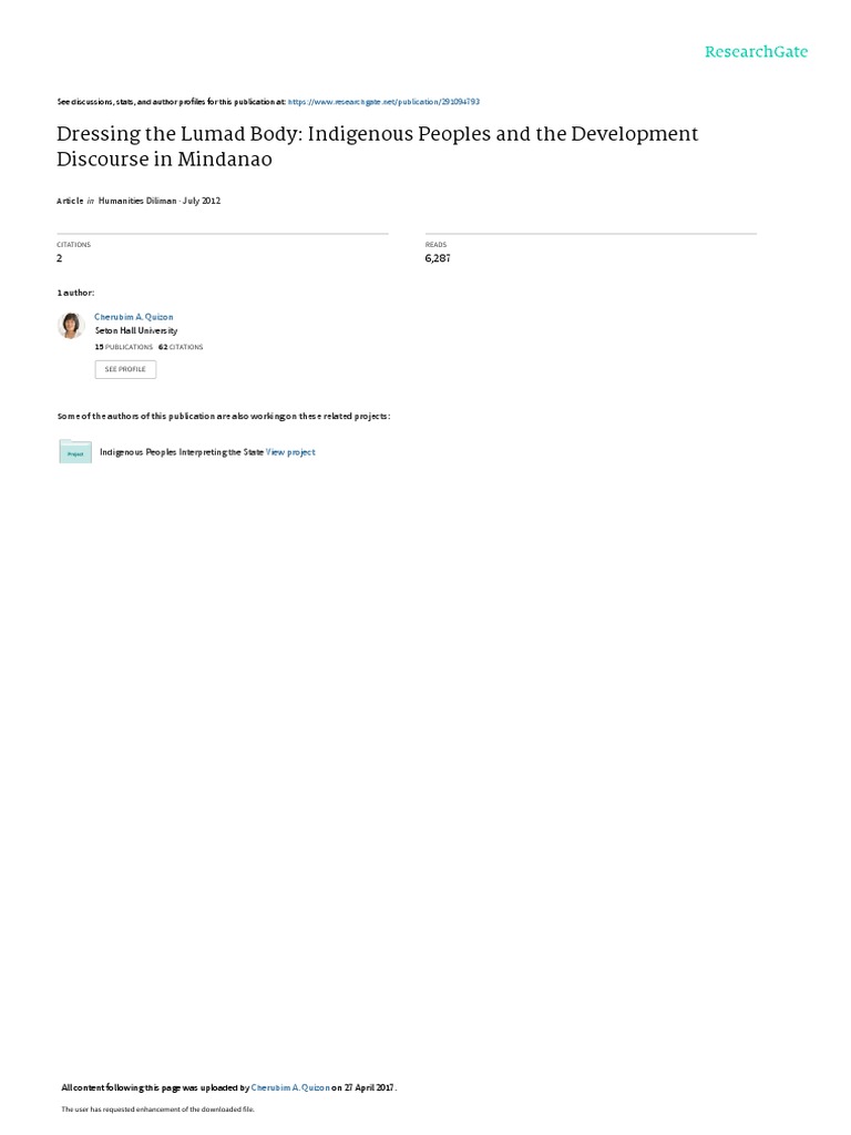 Dressing The Lumad Body Indigenous Peoples and The | PDF