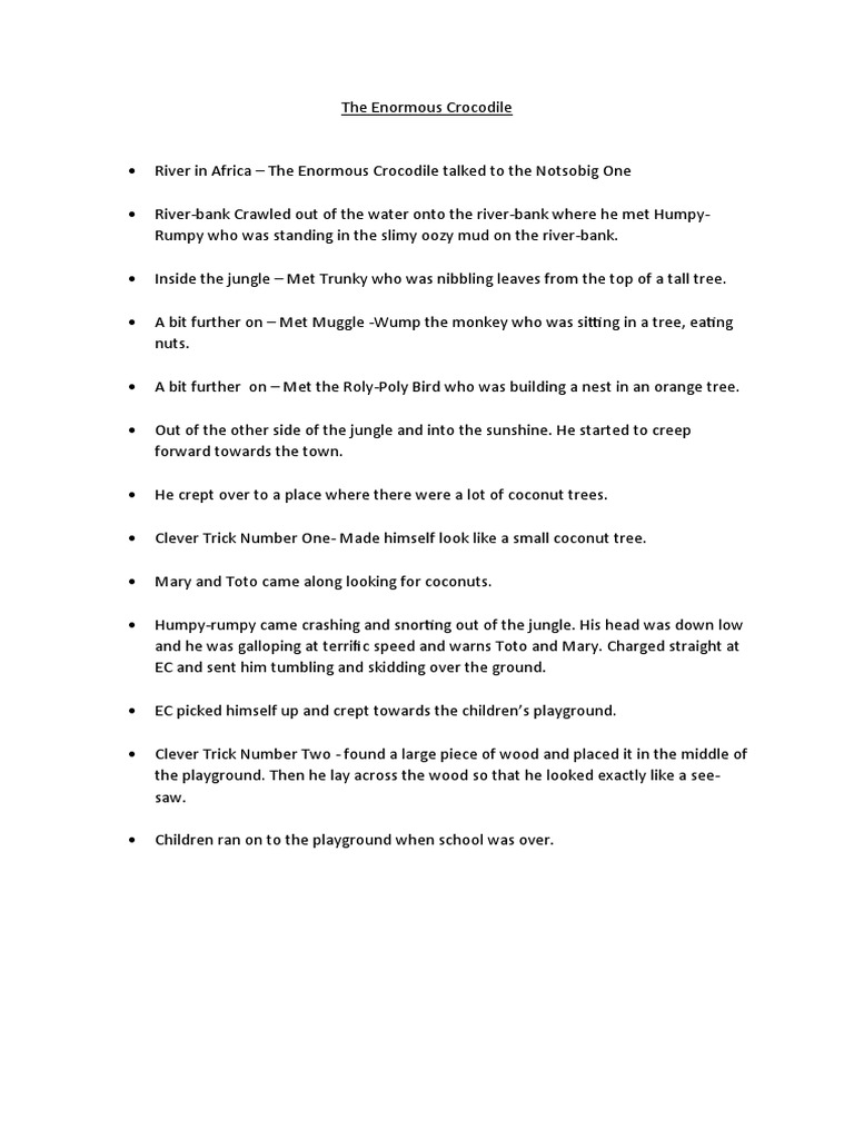 The Enormous Crocodile Story Sequence | PDF