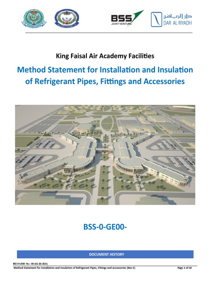 Method Statement For Installation and Insulation of Refrigerant Pipes, Fittings and Accessories ...