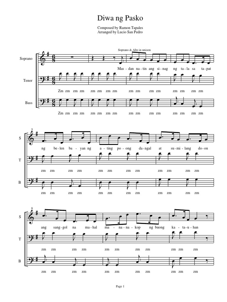 Diwa NG Pasko Ramon Tapales Arr. by Lucio San Pedro | PDF
