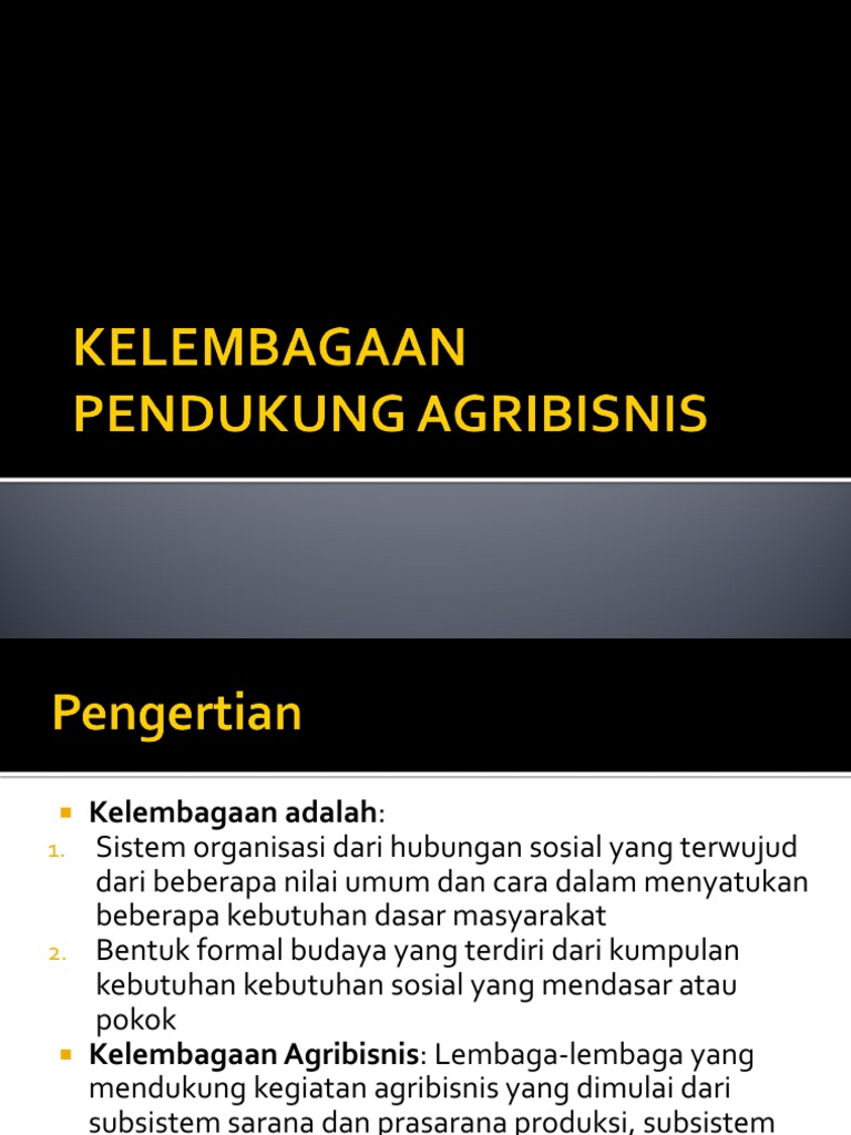 Kelembagaan Agribisnis | PDF