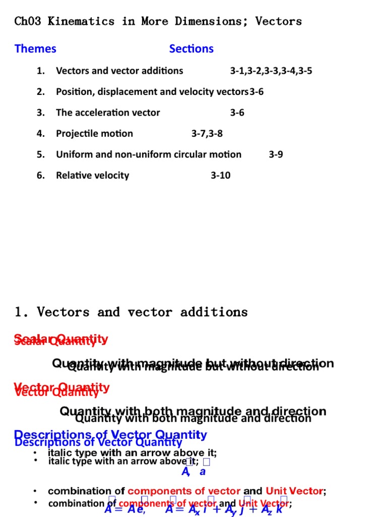 Kinematics in More Dimensions Vectors | PDF | Acceleration | Euclidean ...
