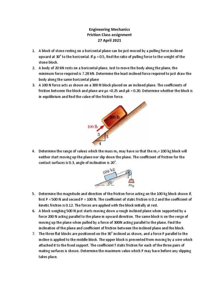 Friction - Class Assignment | PDF