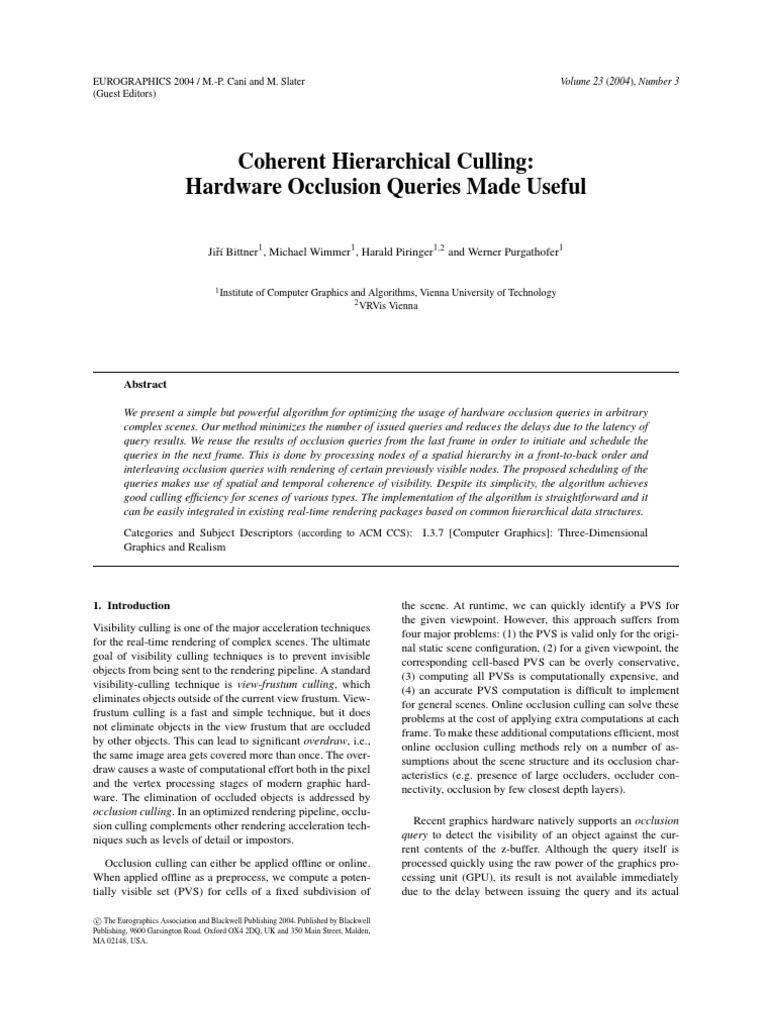 Coherent Hierarchical Culling: Hardware Occlusion Queries Made Useful | PDF | Rendering ...