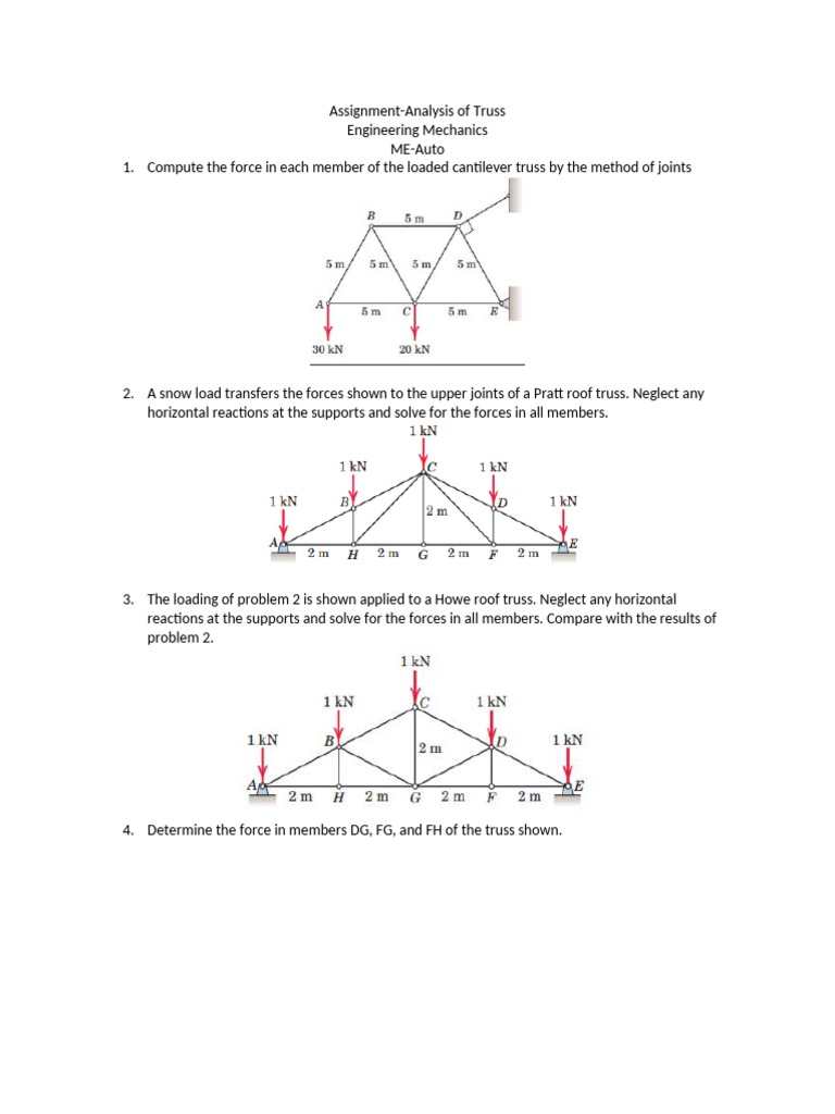 Truss Assignment | PDF