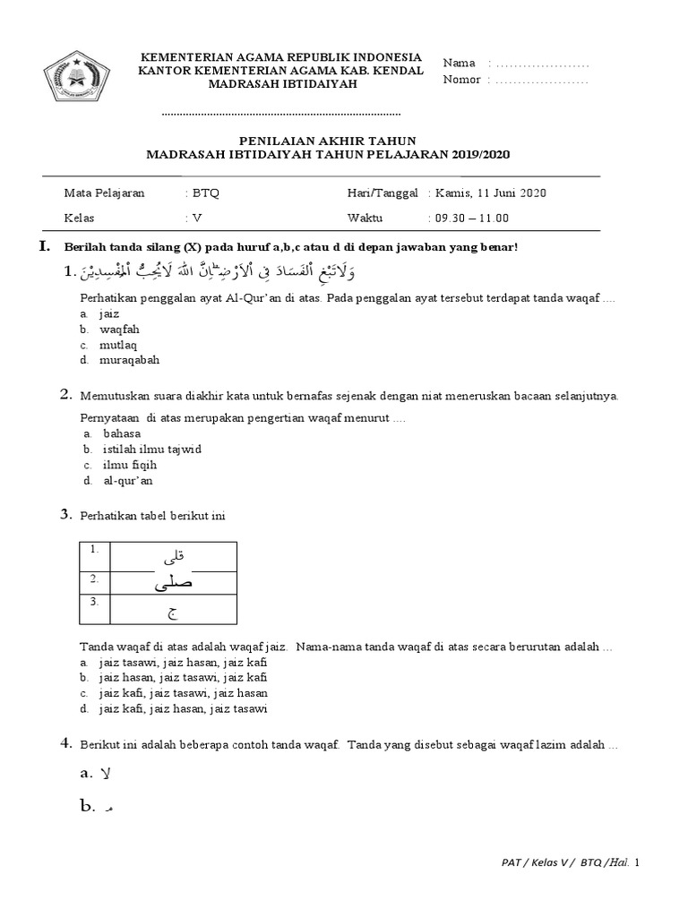 Soal PAT BTA V | PDF